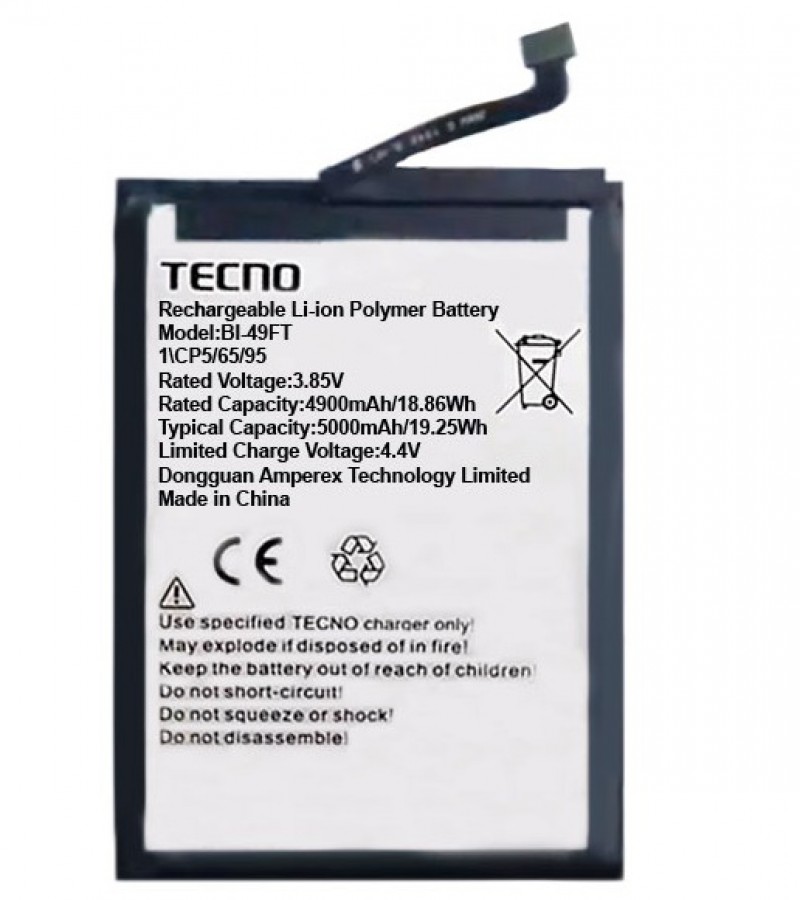 Tecno Bl 49ft Battery Replacement For Spark 5 Camon 15 Pro With 5000mah Capacity Black Sale